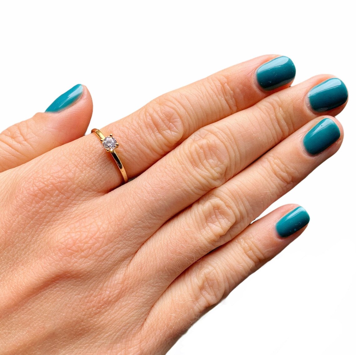 Single Stone Solitaire Rings .33ct Cz Stone Rose or Yellow - Etsy UK