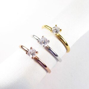 Single Stone Solitaire Rings .33ct Cz Stone Rose or Yellow - Etsy UK