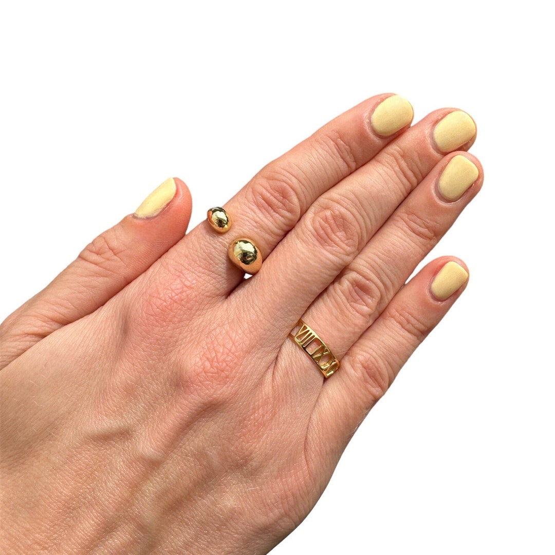 Adjustable Chunky Double Ball Rings Yellow Gold Vermeil on - Etsy