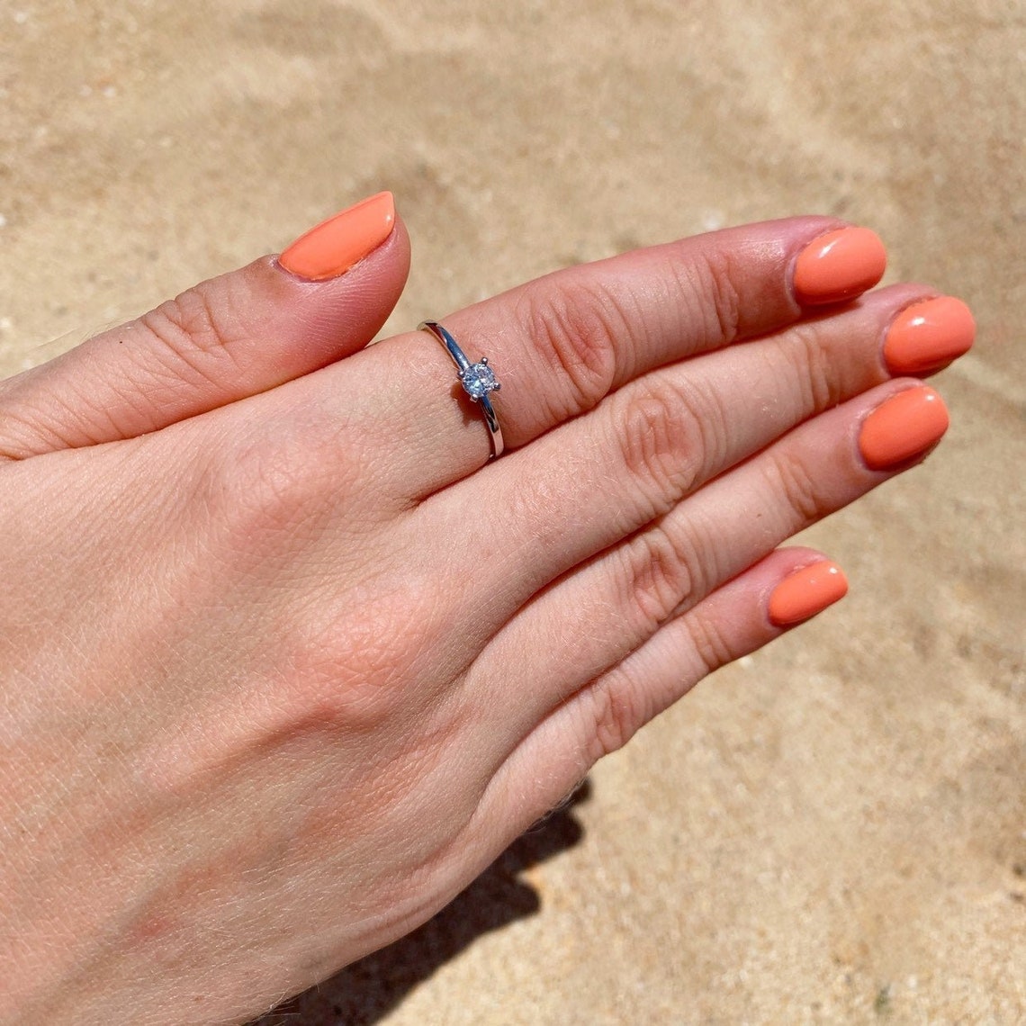 Single Stone Solitaire Rings .33ct Cz Stone Rose or Yellow - Etsy UK