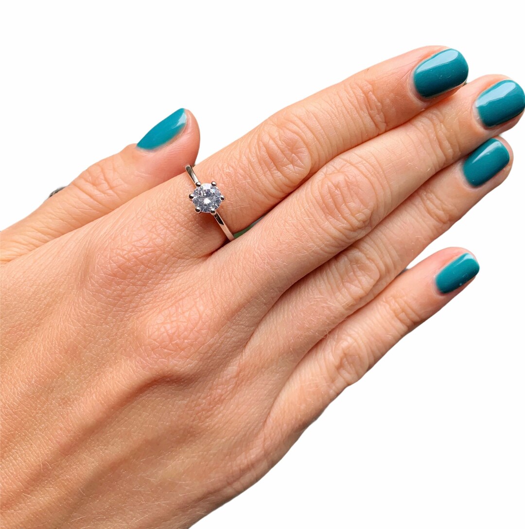 Single Stone Solitaire Rings, 1.0ct Cz Stone, Rose Yellow Gold Vermeil ...