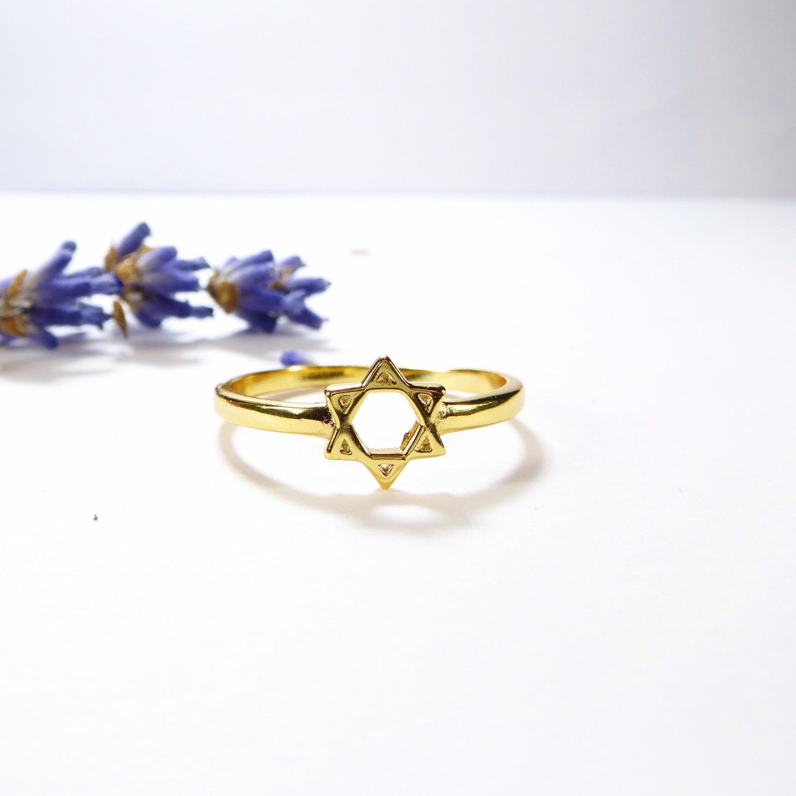 Plain Jewish Star of David Rings Rose or Yellow Gold Vermeil - Etsy UK