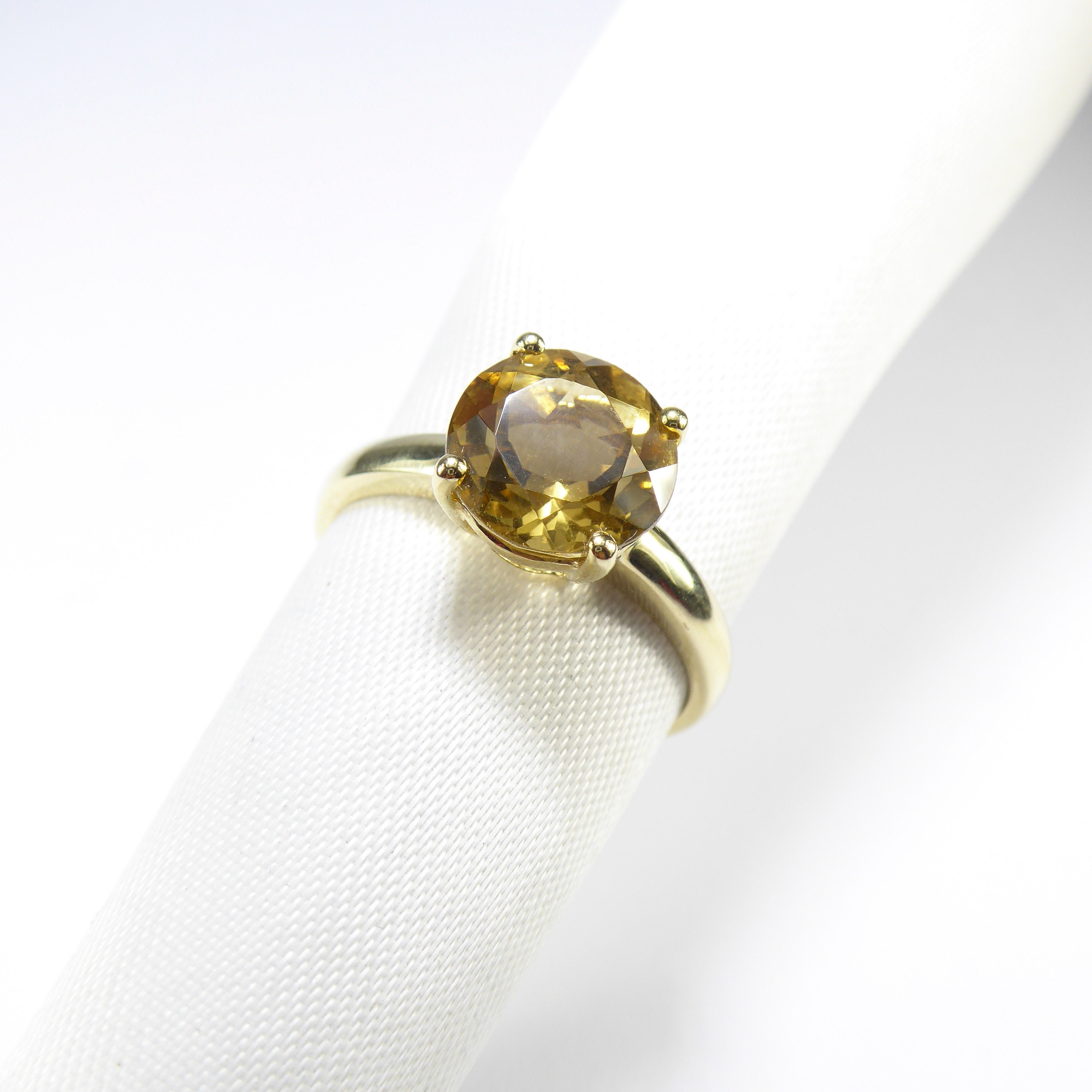 British Vintage Citrine Solitaire Ring, 9k Solid Gold ( UK M / US 6 . 1 ...