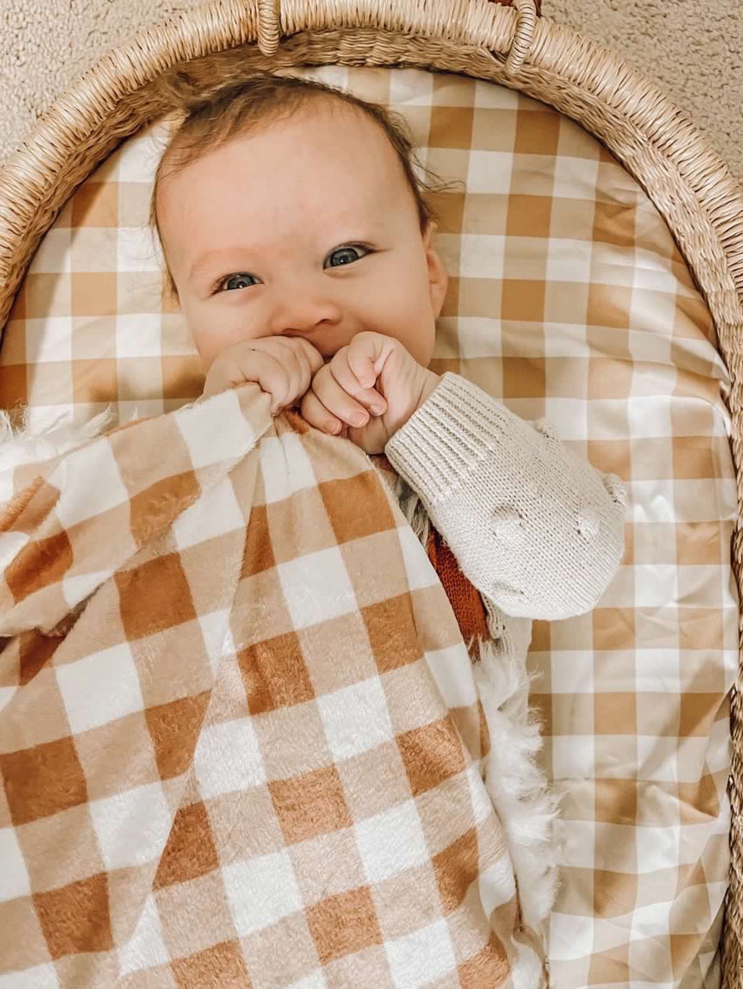 Baby Basket Sheet: Graham Cracker Gingham Bassinet Sheet. Changing ...