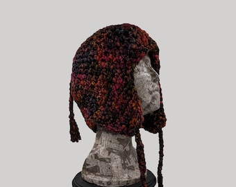 Ear Flap Hat, Bulky Winter Hat, Adult Ear Flap Hat, Wool Ear Flap Hat ...