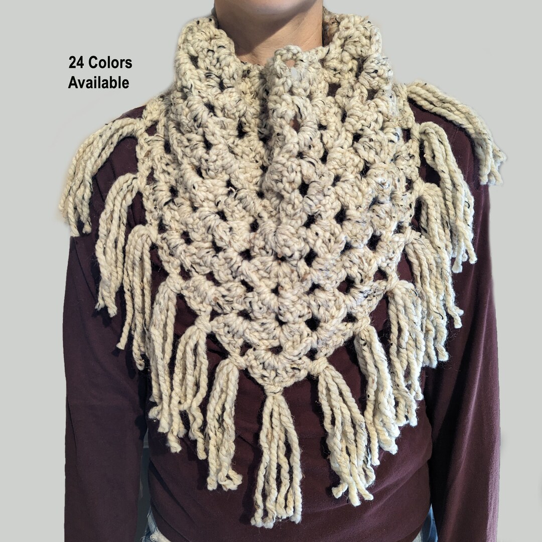 Chunky Triangle Cowl, Bandana Scarf, Triangle Cowl, Crocheted Triangle ...