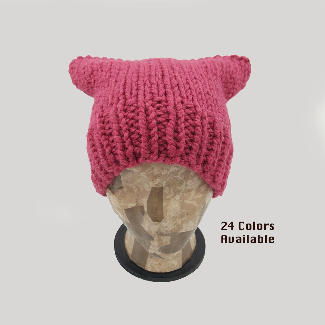Pussycat Hat Pussy Cat Hat Pink Beanie Chunky Pussycat Hat Pink Pussycat Hat Pussy Hat