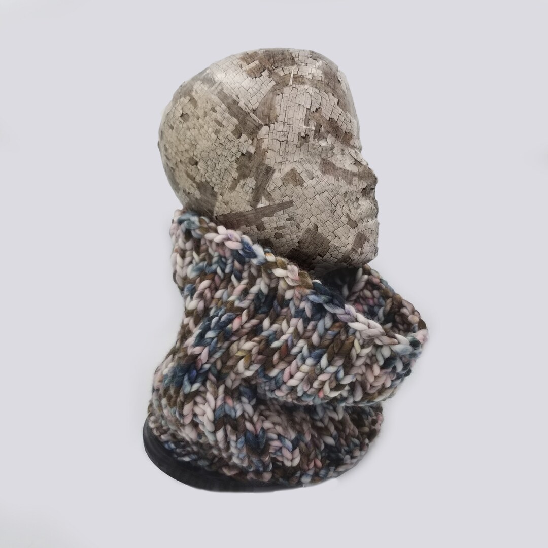 Hand Knit Cowl, Merino Wool Cowl, Wool Neck Warmer, Malabrigo Rasta ...