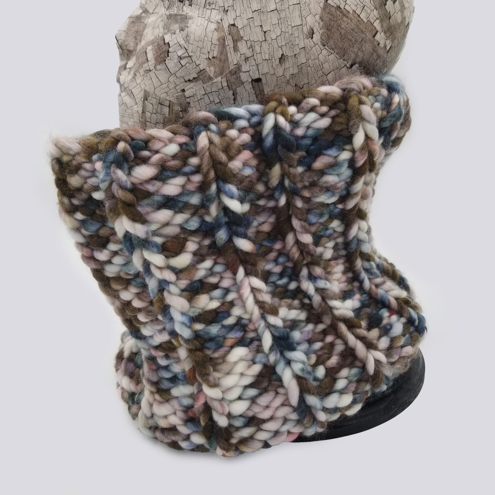 Hand Knit Cowl, Merino Wool Cowl, Wool Neck Warmer, Malabrigo Rasta ...