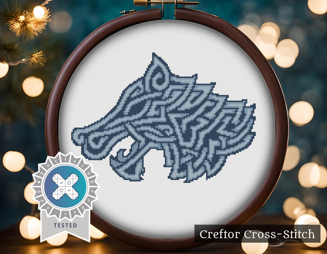 Fenrir Wolf Head Cross Stitch Pattern PDF Download , Viking Norse ...