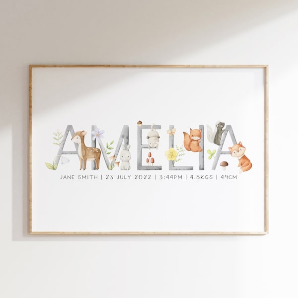 Baby Name Print - Etsy