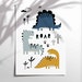 Dinosaur Nursery Prints, Blue Alphabet & Dinosaur Prints, Baby Boys ...