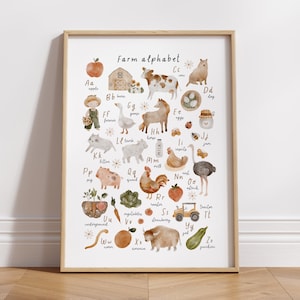 Farm Animal Alphabet Print, Farm Nursery Wall Art, Farm Animals, Kids ...
