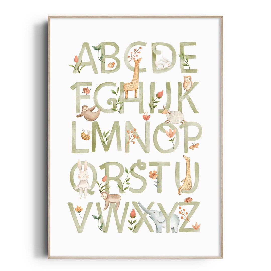 Woodland Animal Alphabet Print, Nursery Print, Nursery Wall Art ...