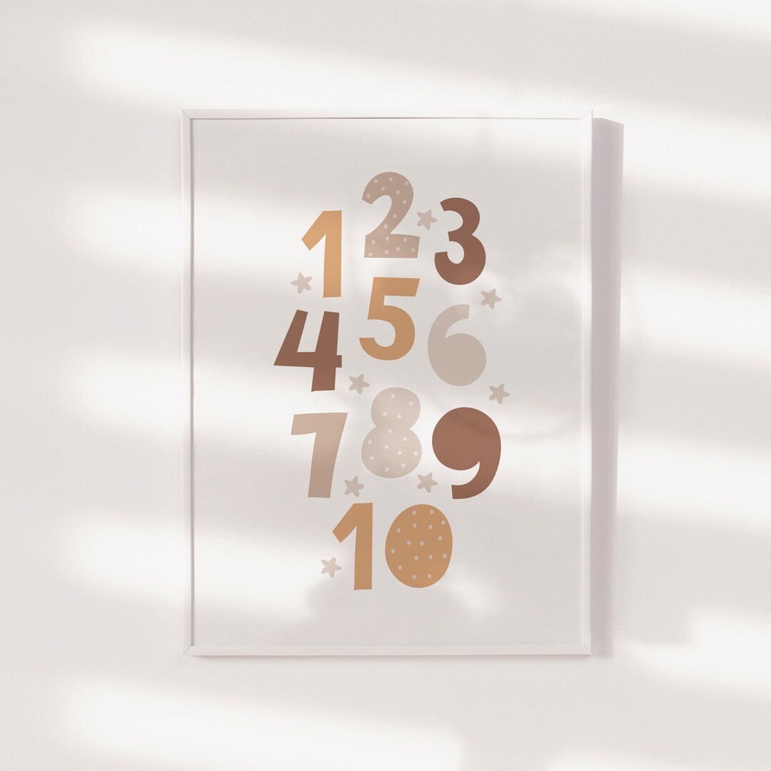 Boho Nursery Print, Muted Numbers Print, Neutral Nursery Wall Art, Boho ...