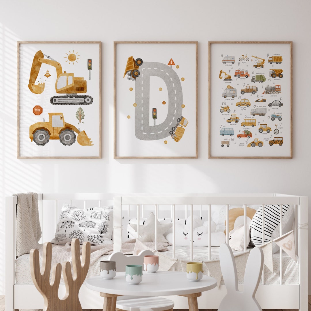 Vehicle Nursery Print, Construction Alphabet Poster, ABC Cars Print ...