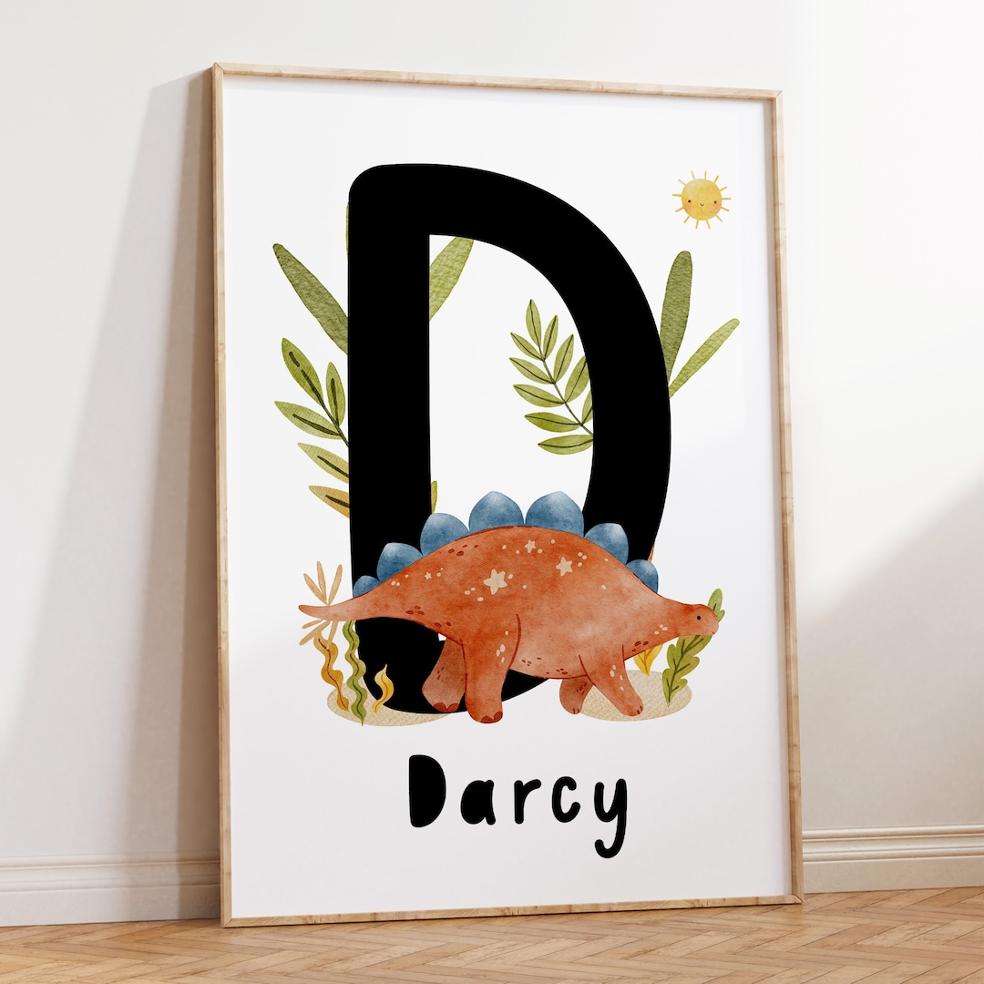 Dinosaur Name Print, Dinosaur Nursery Wall Art, Dinosaur Bedroom Decor ...