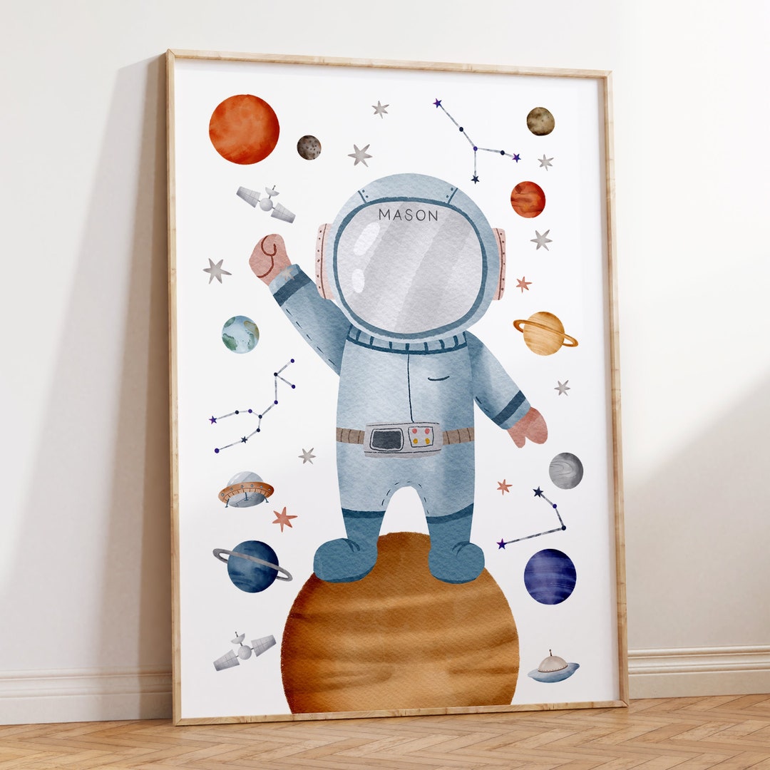 Astronaut Name Print, Nursery Wall Art, Space Nursery Prints, Boys Room ...