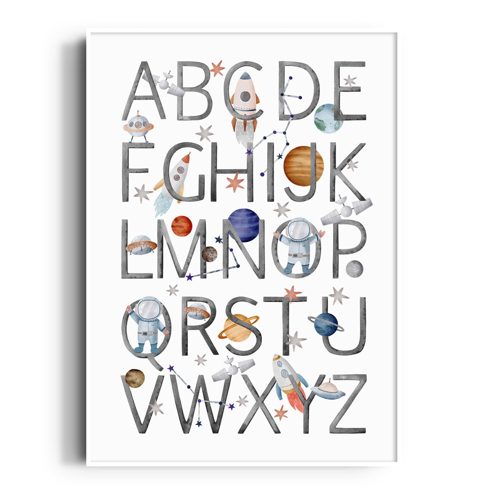 Space Alphabet Print, Space ABC Print, Space Nursery Print, Planets ...