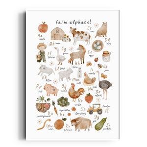 Farm Animal Alphabet Print, Farm Nursery Wall Art, Farm Animals, Kids ...