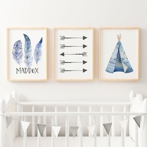 Boy Boho Nursery Print, Boy Tribal Nursery Prints, Boys Boho Wall Art ...