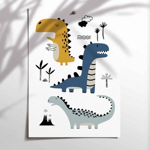 Dinosaur Nursery Prints, Blue Alphabet & Dinosaur Prints, Baby Boys ...