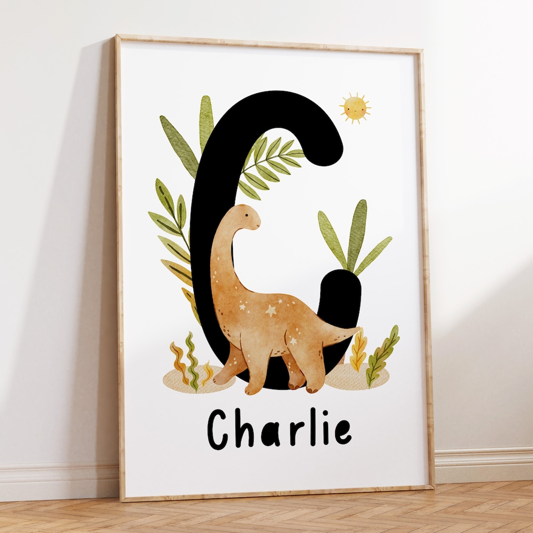 Dinosaur Name Print, Dinosaur Nursery Wall Art, Dinosaur Bedroom Decor ...