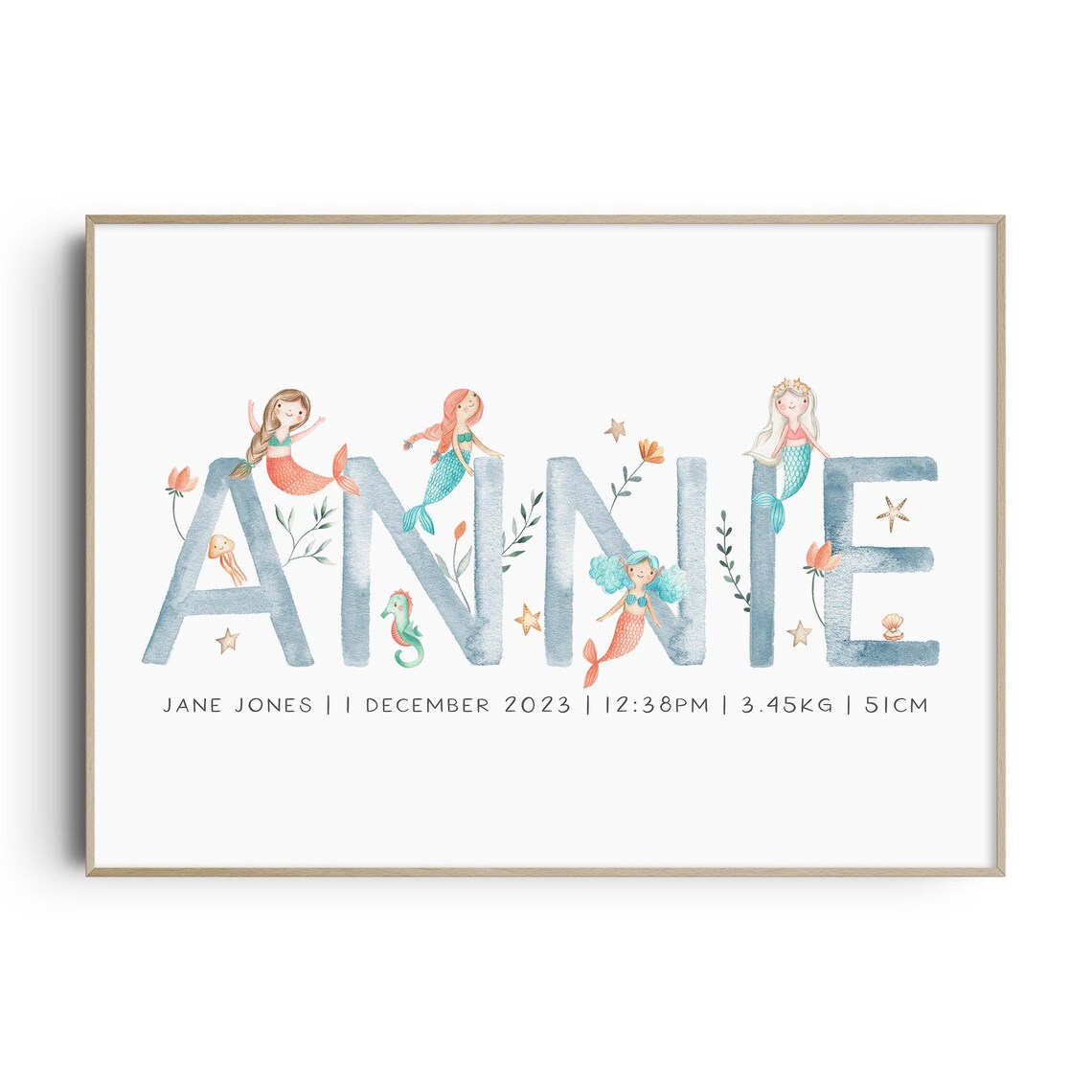 Mermaid Nursery Print, Mermaid Nursery Decor, Under the Sea, Girls ...