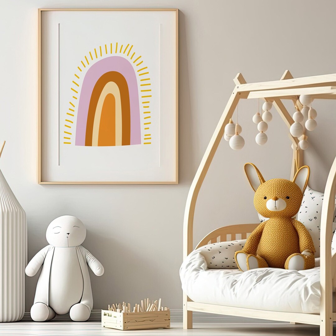 Boho Rainbow Nursery Print, Nursery Wall Art, Nursery Decor, Rainbow ...