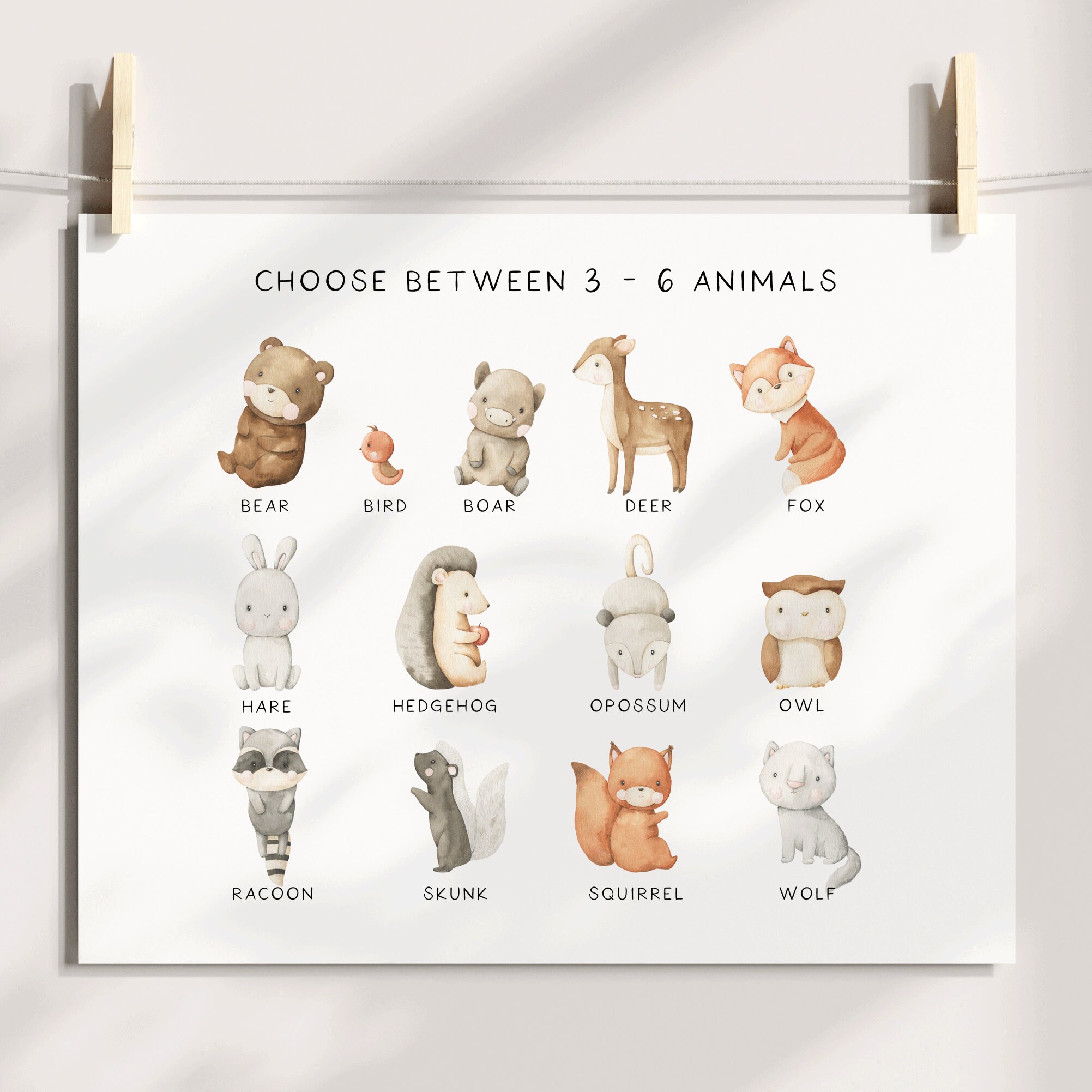 Woodland Animal Name Print, Personalised Nursery Print, Nursery Wall ...