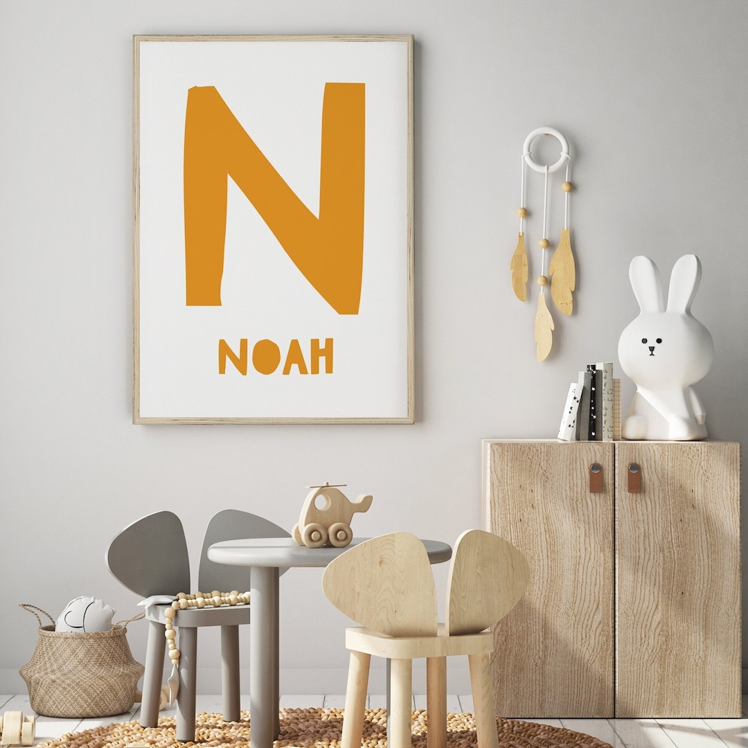 Nursery Print, Initial & Name Wall Art, Personalised Print, Nursery Art ...