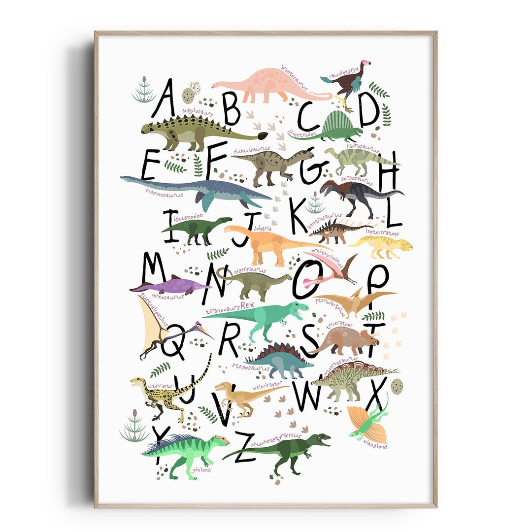 Dinosaur Nursery Wall Art, Alphabet Print, Dinosaur ABC, Dinosaur ...