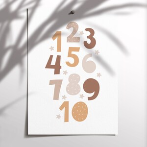 Boho Nursery Print, Muted Numbers Print, Neutral Nursery Wall Art, Boho ...