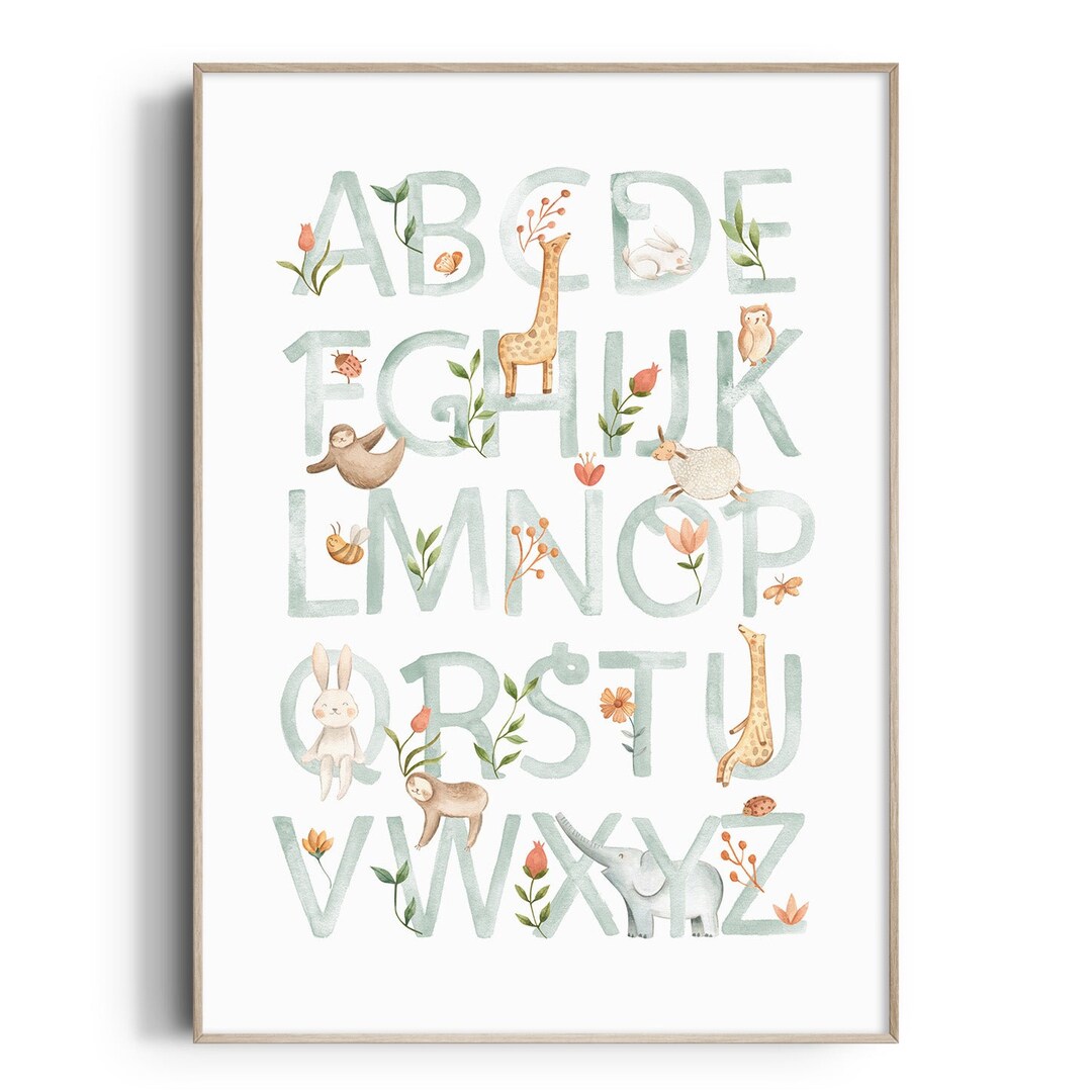 Woodland Animal Alphabet Print, Nursery Print, Nursery Wall Art ...