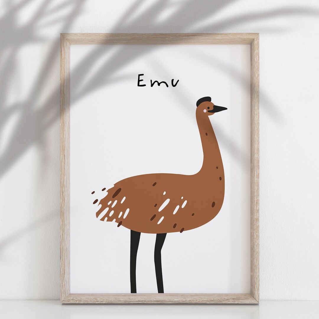 Emu Nursery Print, Australian Animals, Emu Nursery Art, Boys Bedroom ...