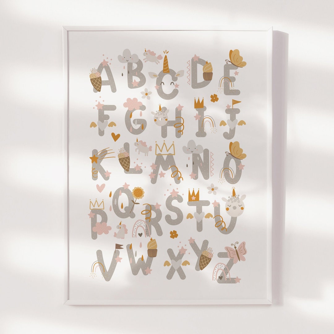 Unicorn Alphabet Nursery Print, Alphabet Nursery Art, Alphabet Poster ...