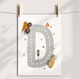 Vehicle Nursery Print, Construction Alphabet Poster, ABC Cars Print ...