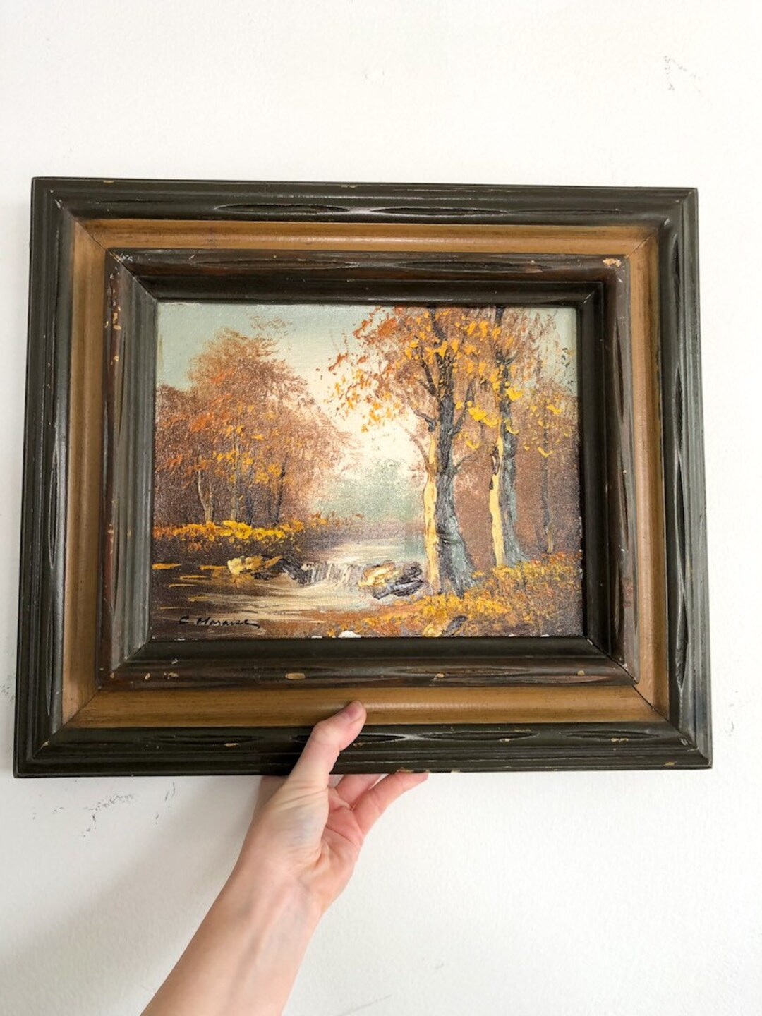 Fall Oil Painting Small Oil Painting Framed Autumn Art Work - Etsy