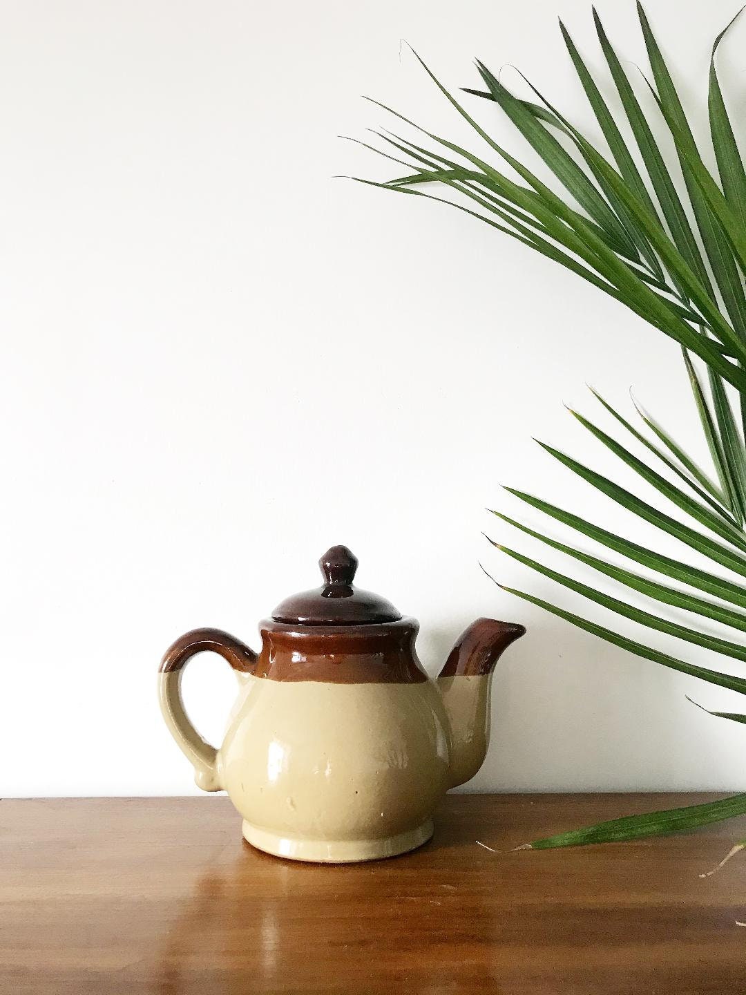 Boho Tea Pot, Ceramic Teapot Brown Teapot, Tea Kettle Vintage Pottery ...