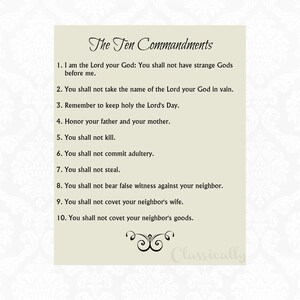 The Ten Commandments Print, Catholic Version, 8x10, 10 Commandments ...