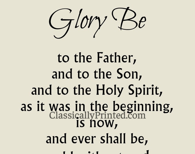 Glory Be Prayer Print: Catholic Doxology Art (5x7 or 8x10) Beige or ...