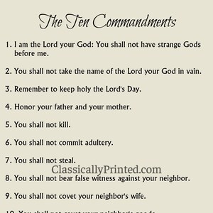 Ten Commandment Print, Printable, Digital, Catholic 10 Commandments ...