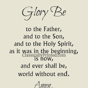 Glory Be Prayer Print: Catholic Doxology Art (5x7 or 8x10) Beige or ...
