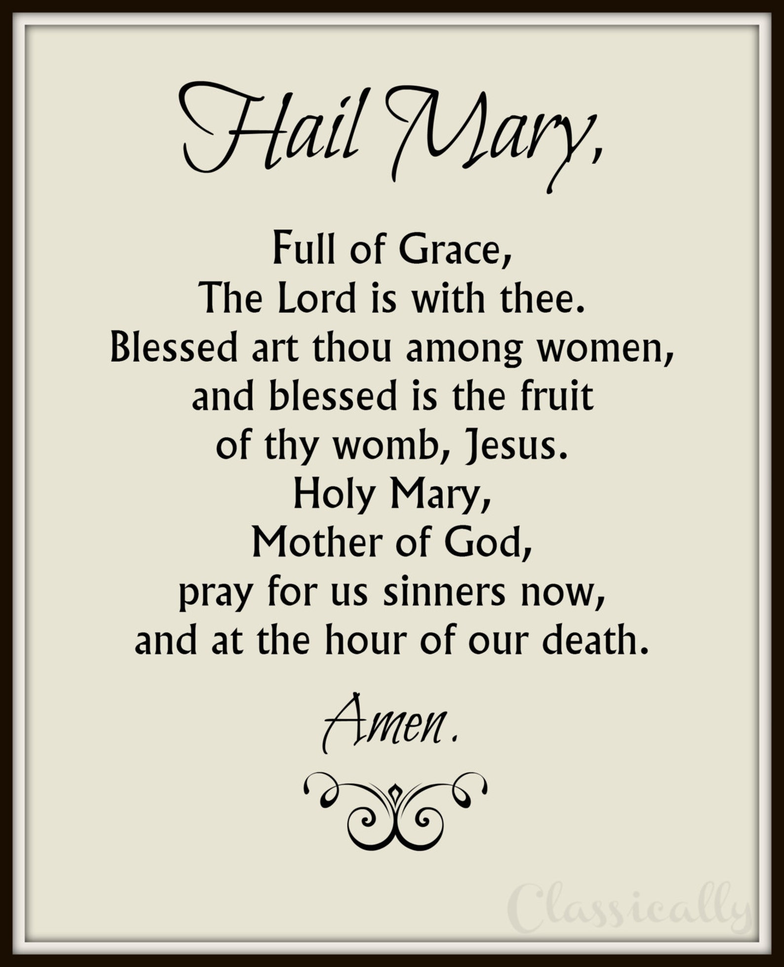 Hail Mary Prayer Print, 5x7 0r 8x10 Catholic Prayer, First Communion ...