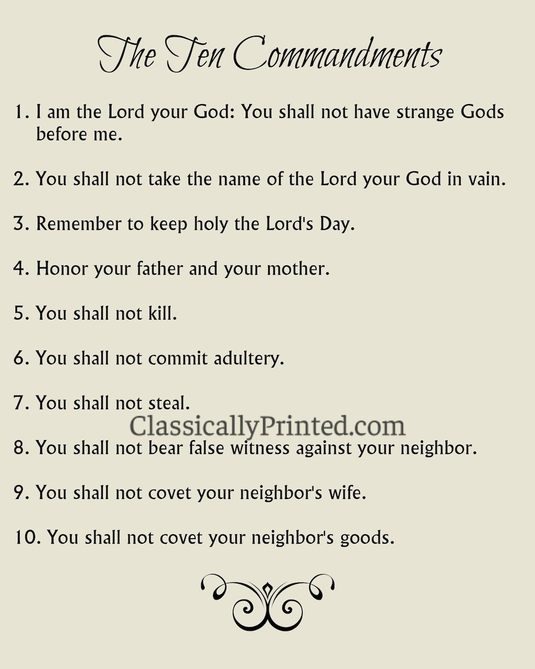Ten Commandment Print, Printable, Digital, Catholic 10 Commandments ...
