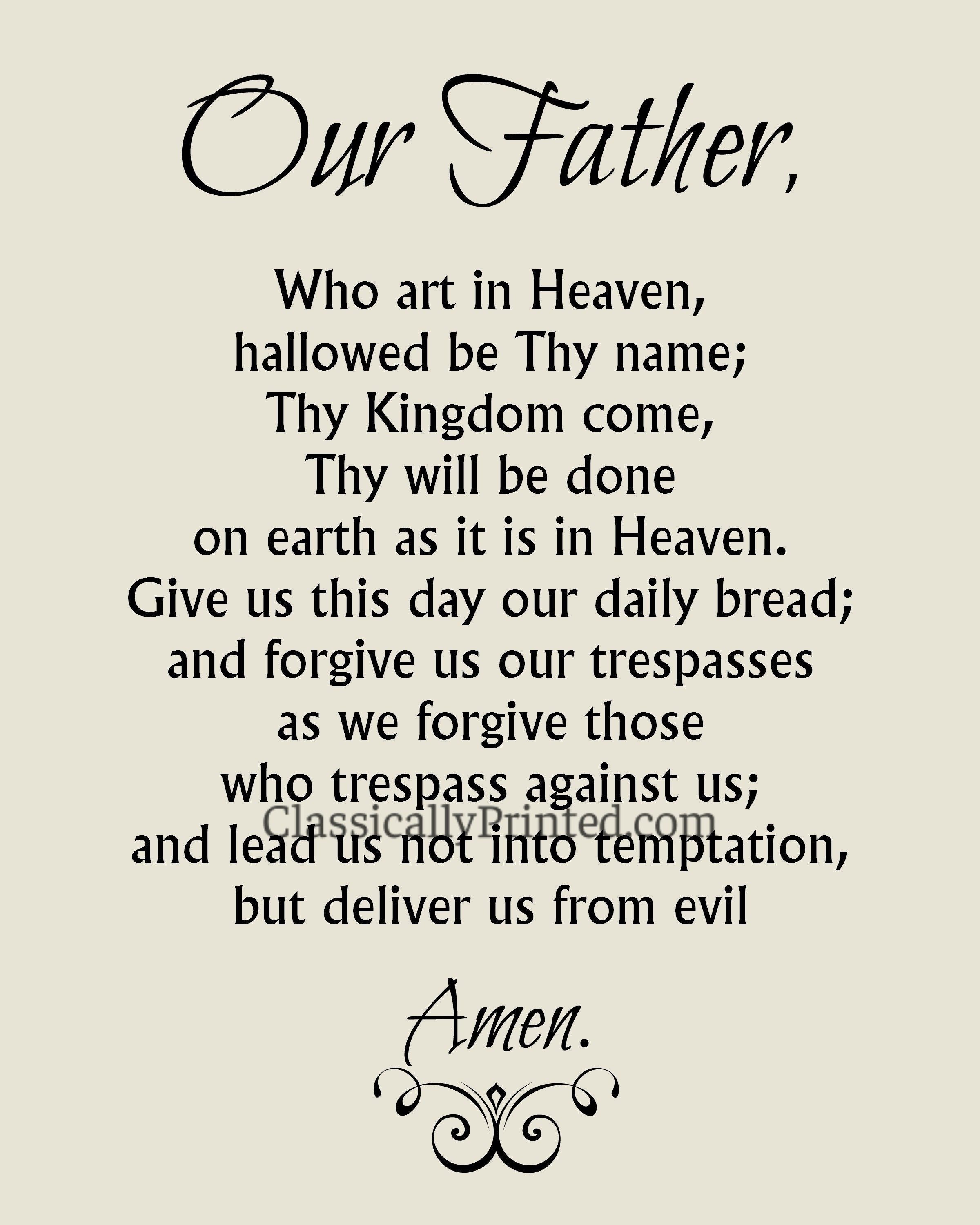 Our Father Prayer Print: Catholic Christian Wall Art (digital Download ...