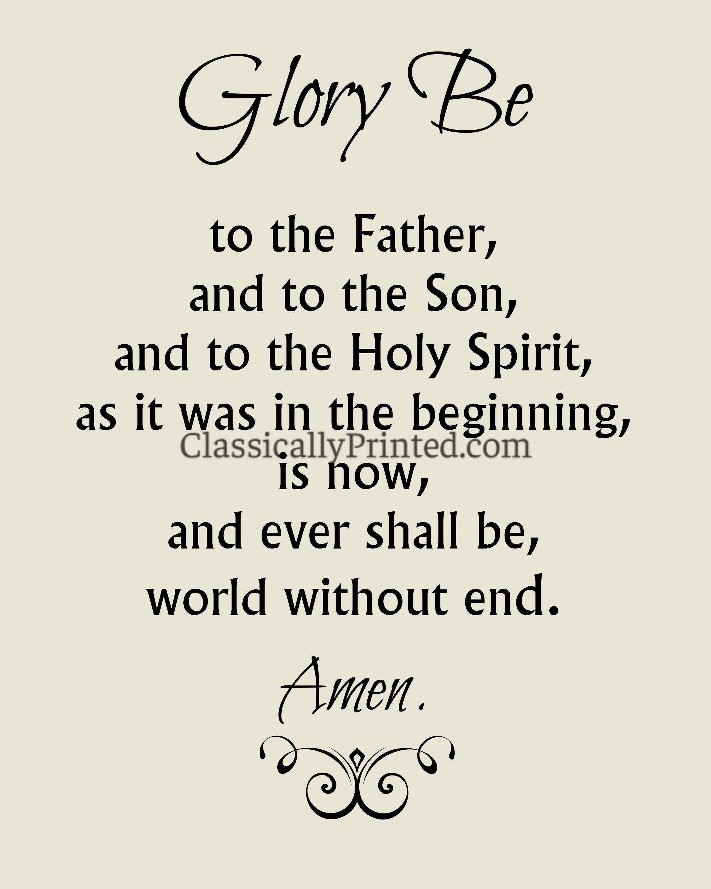 Glory Be Prayer Print, Printable, Digital, Catholic, Doxology, White or ...