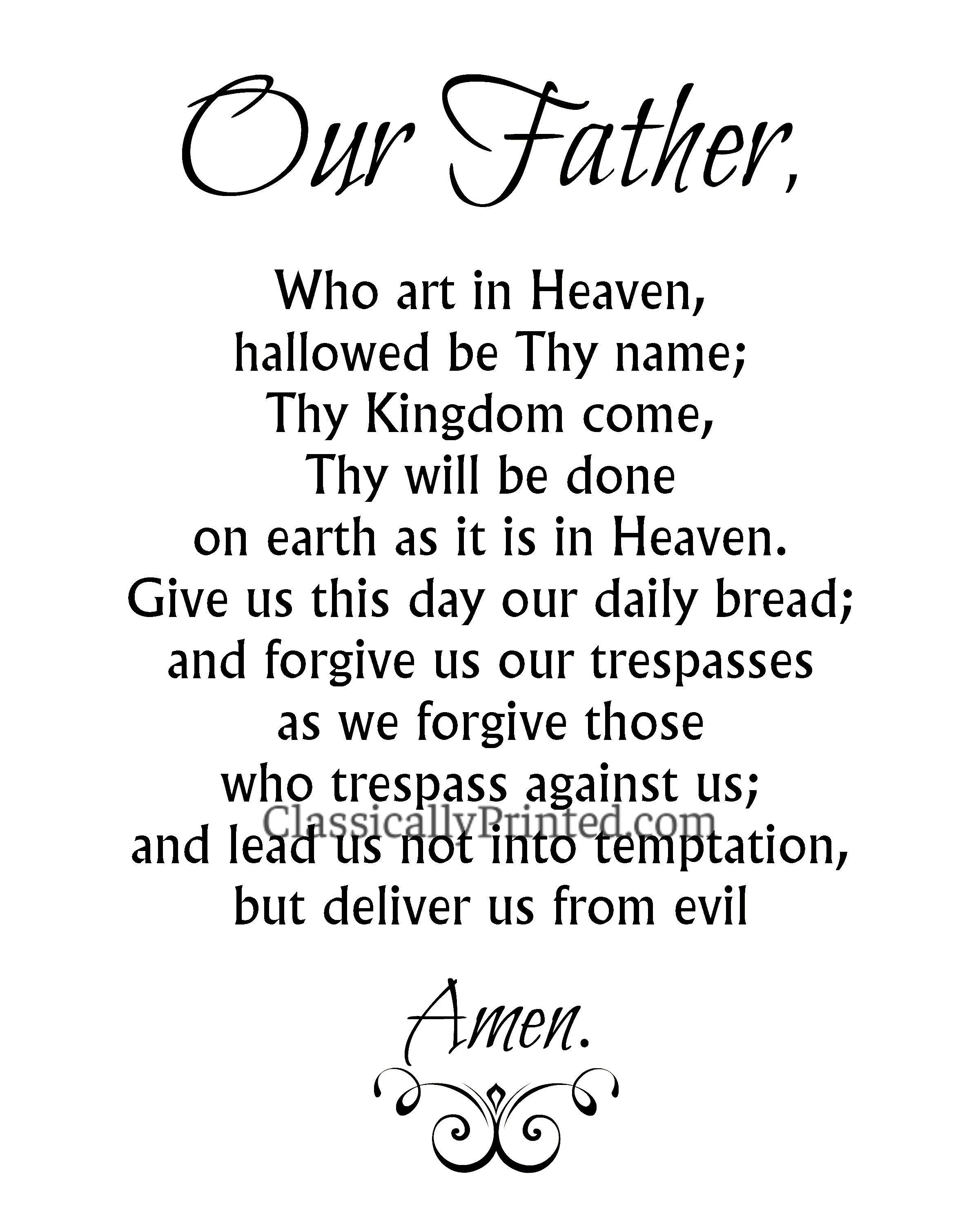Our Father Prayer Print: Catholic Christian Wall Art (digital Download ...