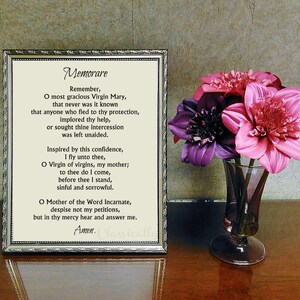 Memorare Prayer Print, Blessed Virgin Mary, 5x7 8x10 Catholic Prayer ...