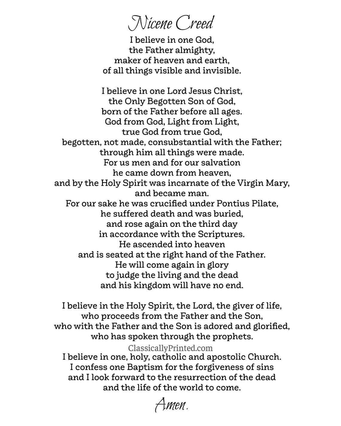 Nicene Creed Prayer Print Printable: Catholic Art, (digital Download ...
